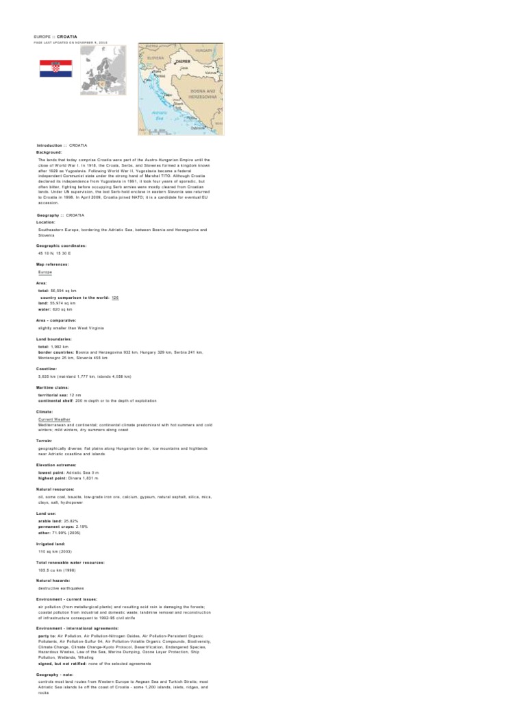 Croatia: Geography and History Overview | PDF