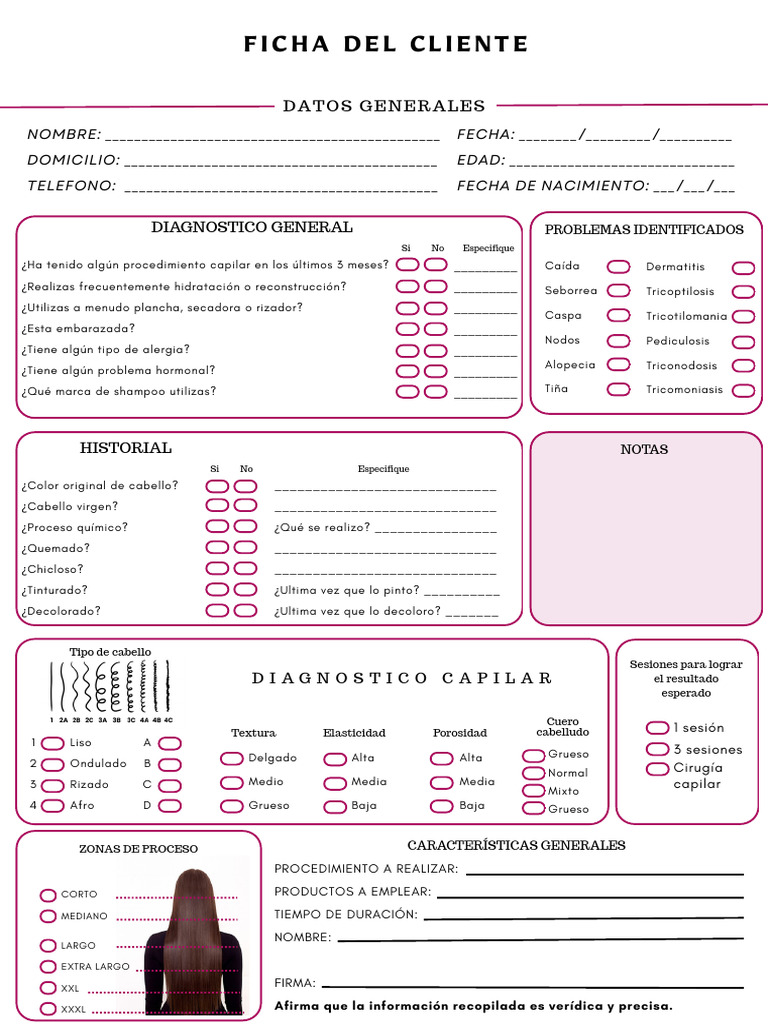 Documento A4 Formulario de Cliente Floral Rosa | PDF | Enfermedades y ...