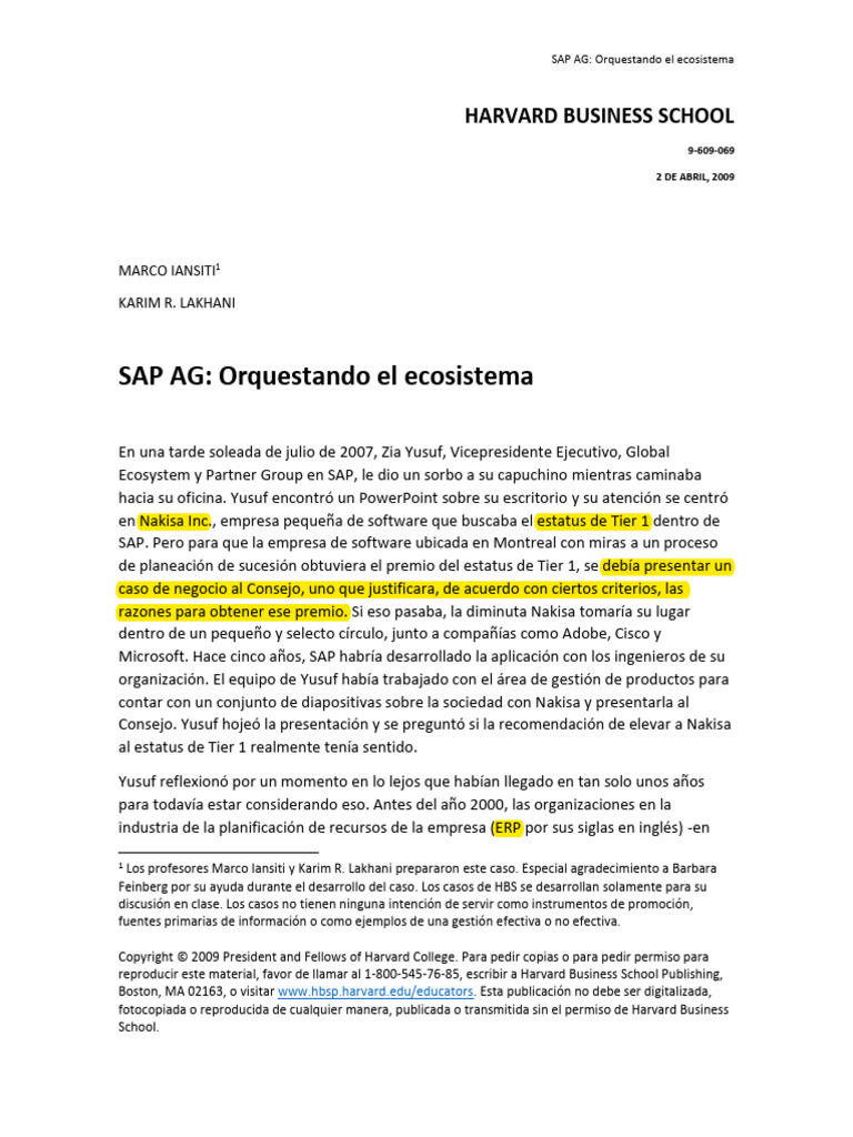 Harvard SAP-ESP - Rev - Final | PDF | Planificación de recursos ...