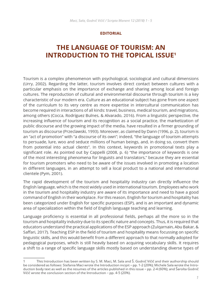 The Language of Tourism An Introduction | PDF | Communication | Linguistics