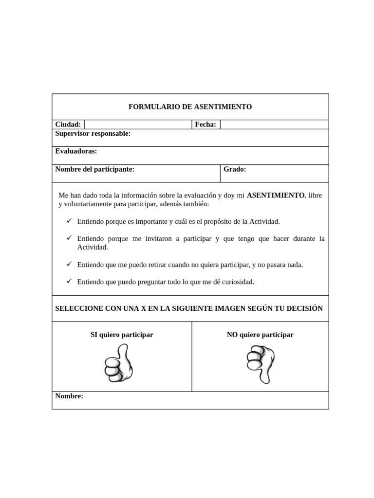 Formato - Asentimiento Informado | PDF