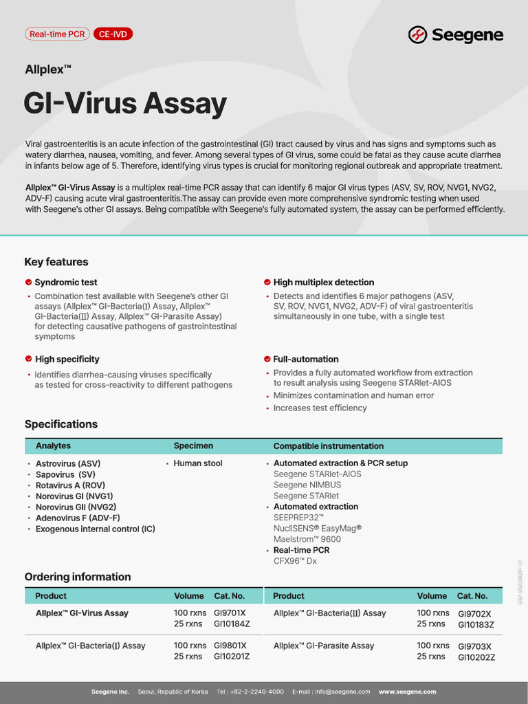 Allplex™ GI-Virus Assay Overview | PDF
