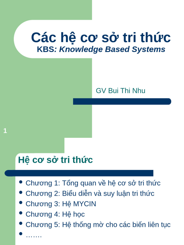 Cac He Co So Tri Thuc Knowledge Based Systems | PDF