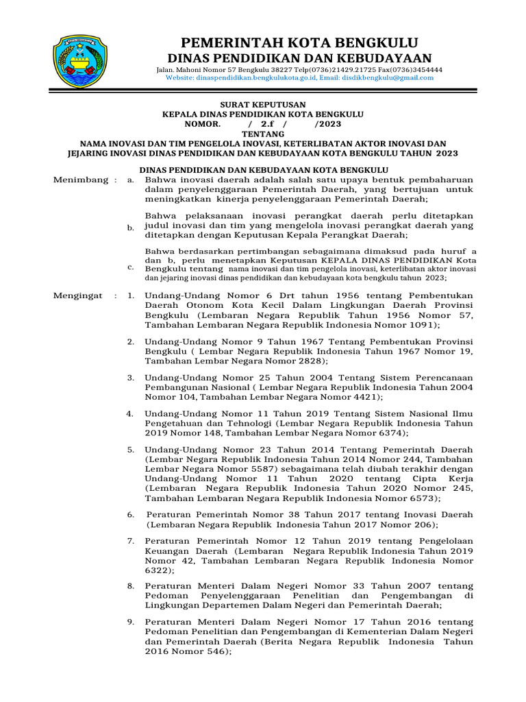 SK Dinas Inovasi Baru | PDF