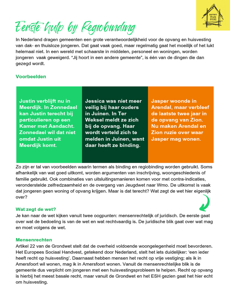 Eerste Hulp Bij Regiobinding Wat Zegt de Wet | PDF