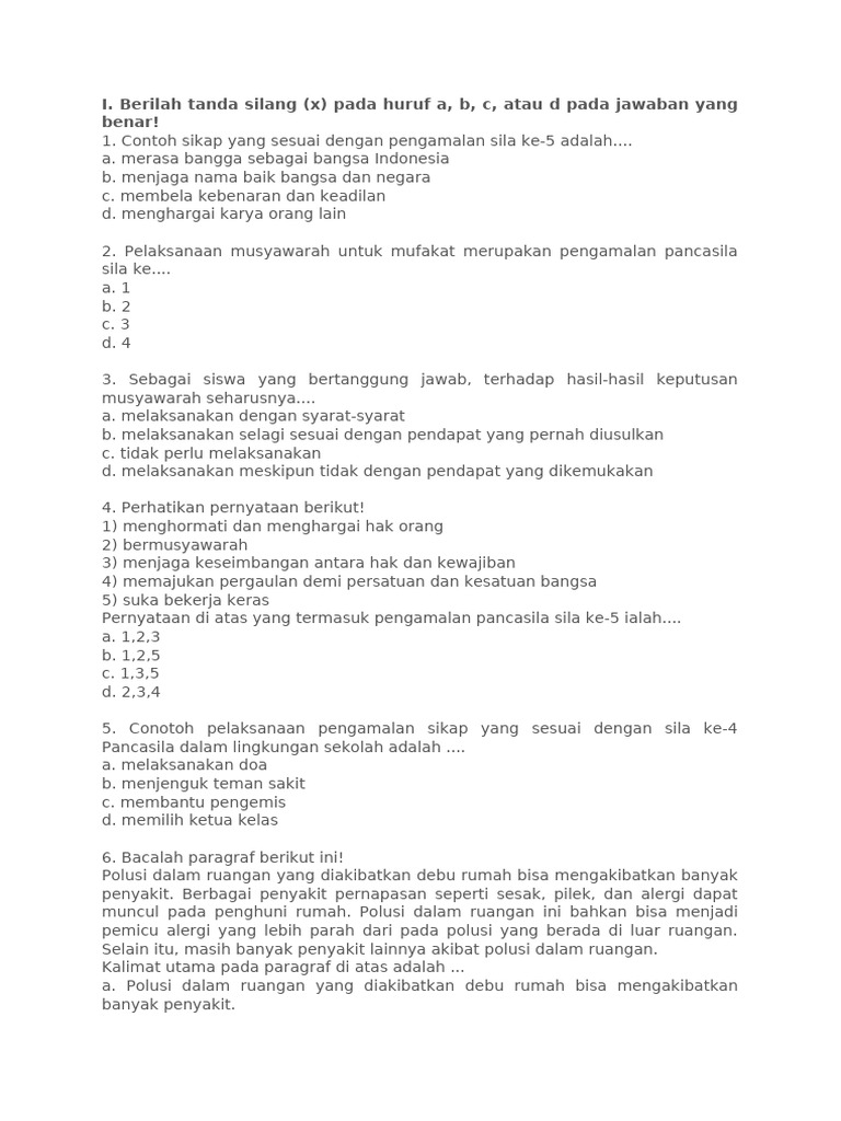 Soal Tema 1 ST 2 Kls 6 | PDF