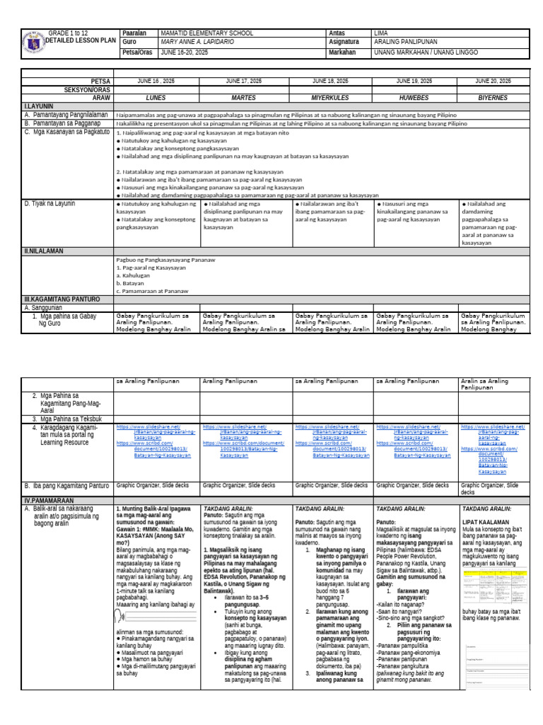 Ap 5 - Q1 - Week 1 June 16-20, 2025 | PDF