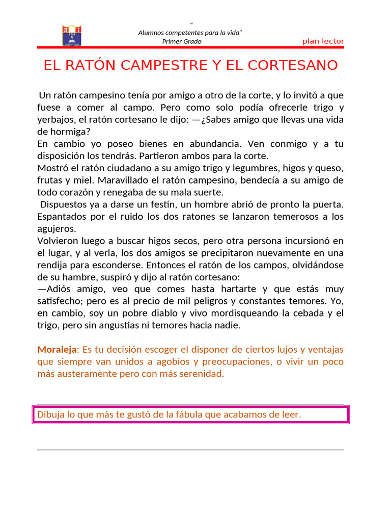El Ratón Campestre y El Cortesano | PDF
