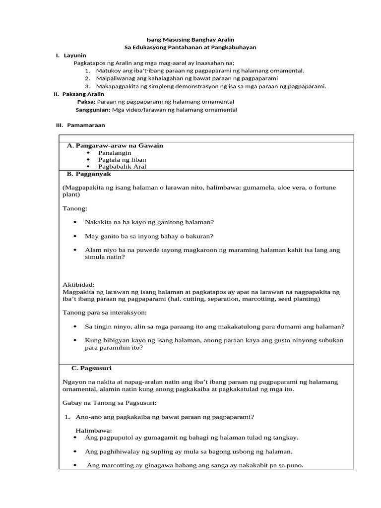 BanghayAralin EPP4 | PDF