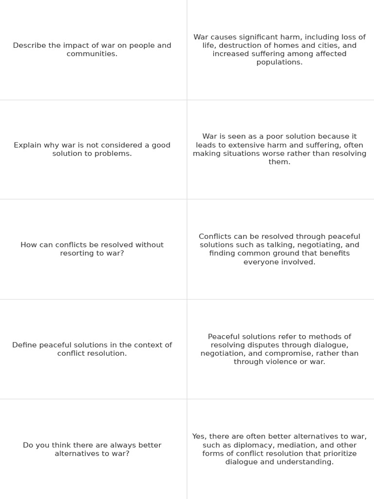 Impact of War and Peaceful Solutions | PDF
