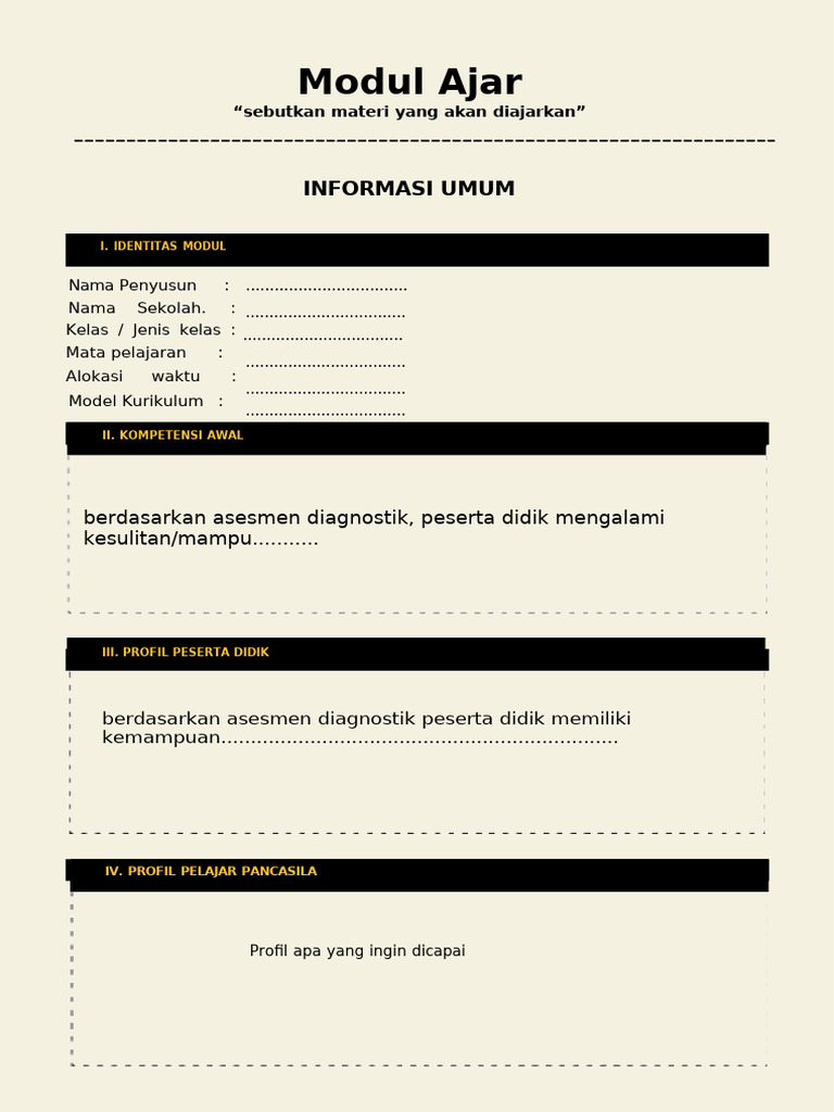 Template Modul Ajar | PDF