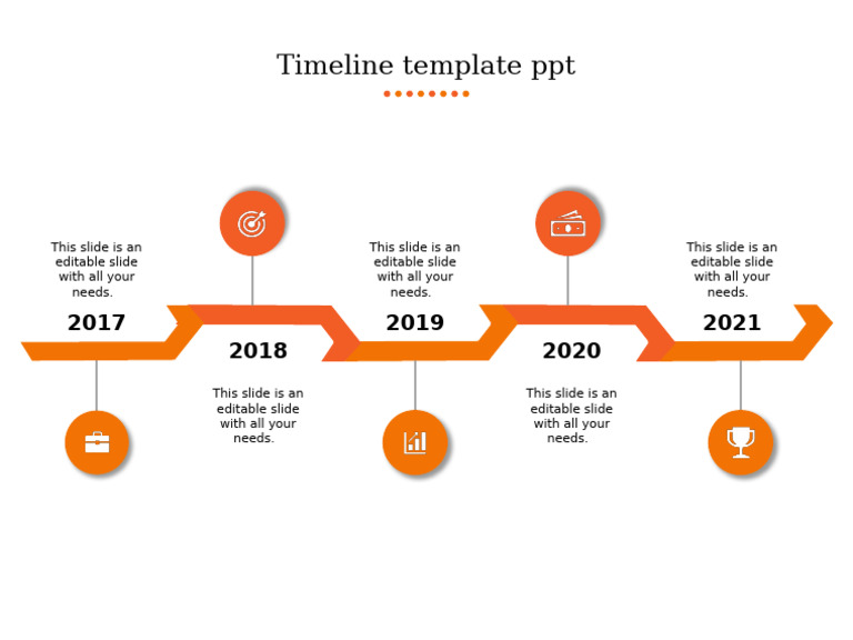 Timeline Template PPT 4 3 Orange | PDF