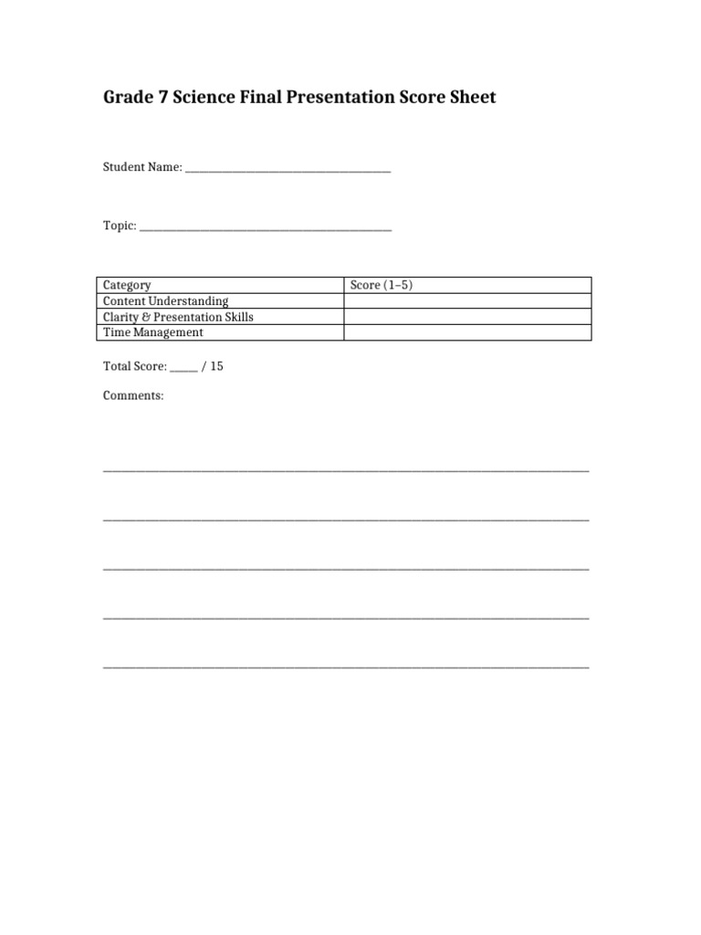Grade 7 Science Presentation Rubric | PDF