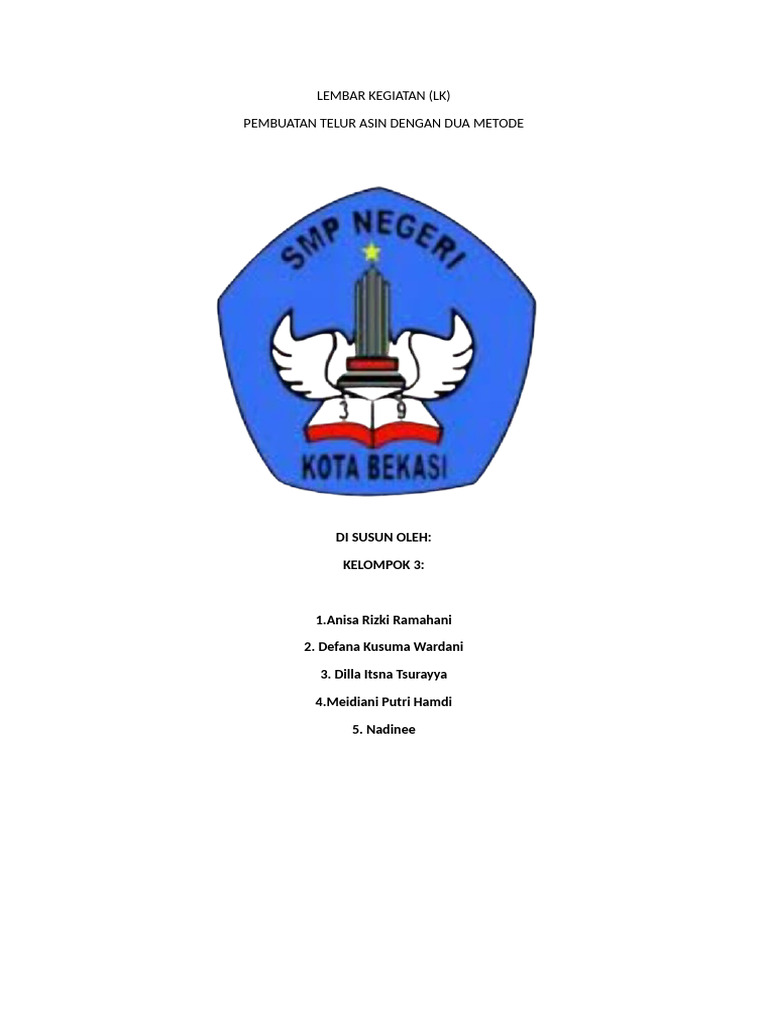 Lembar Kerja Ipa Membuat Telur Asin Kelas 9F | PDF