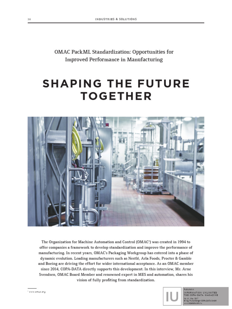 OMAC PackML-Standardization IU31 en | PDF | Production And Manufacturing | Computing