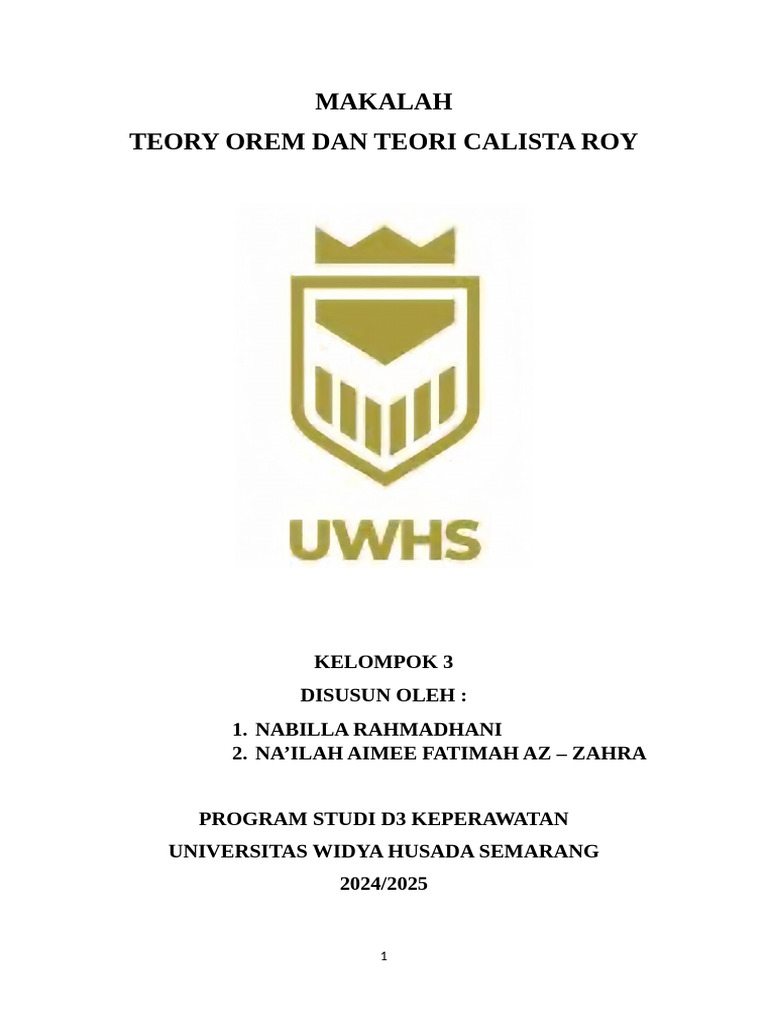 Teori Keperawatan Orem dan Roy | PDF