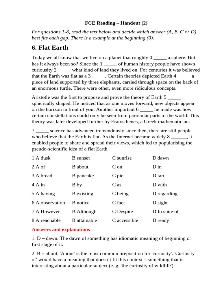 FCE Guided Cloze (02) - With Key | PDF