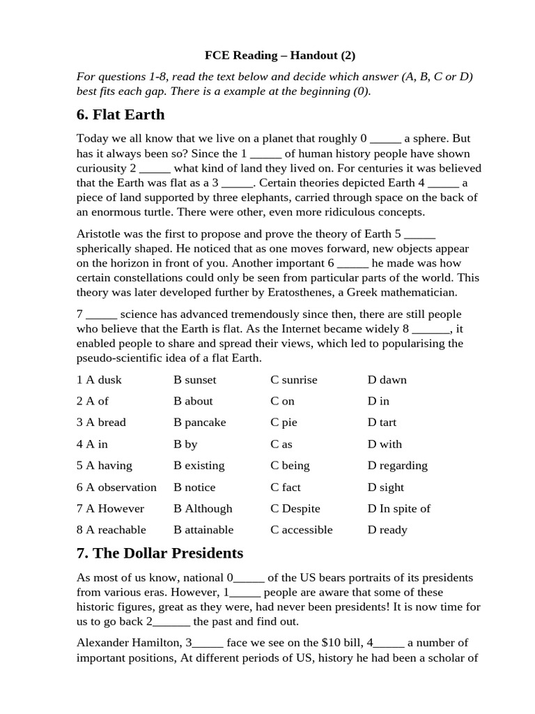 FCE Reading Practice: Gap-Filling Exercises | PDF | Universe | Big Bang