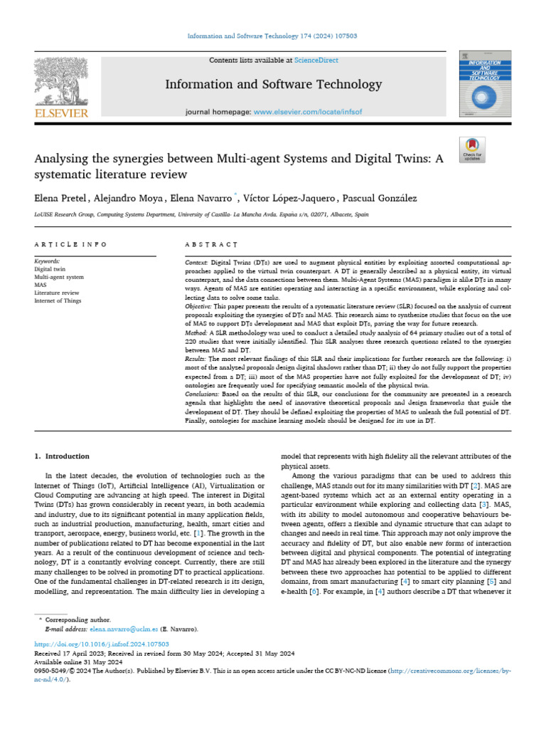 Analysing The Synergies Between Multi-Agent Systems and Digital Twins - A Systematic Literature ...