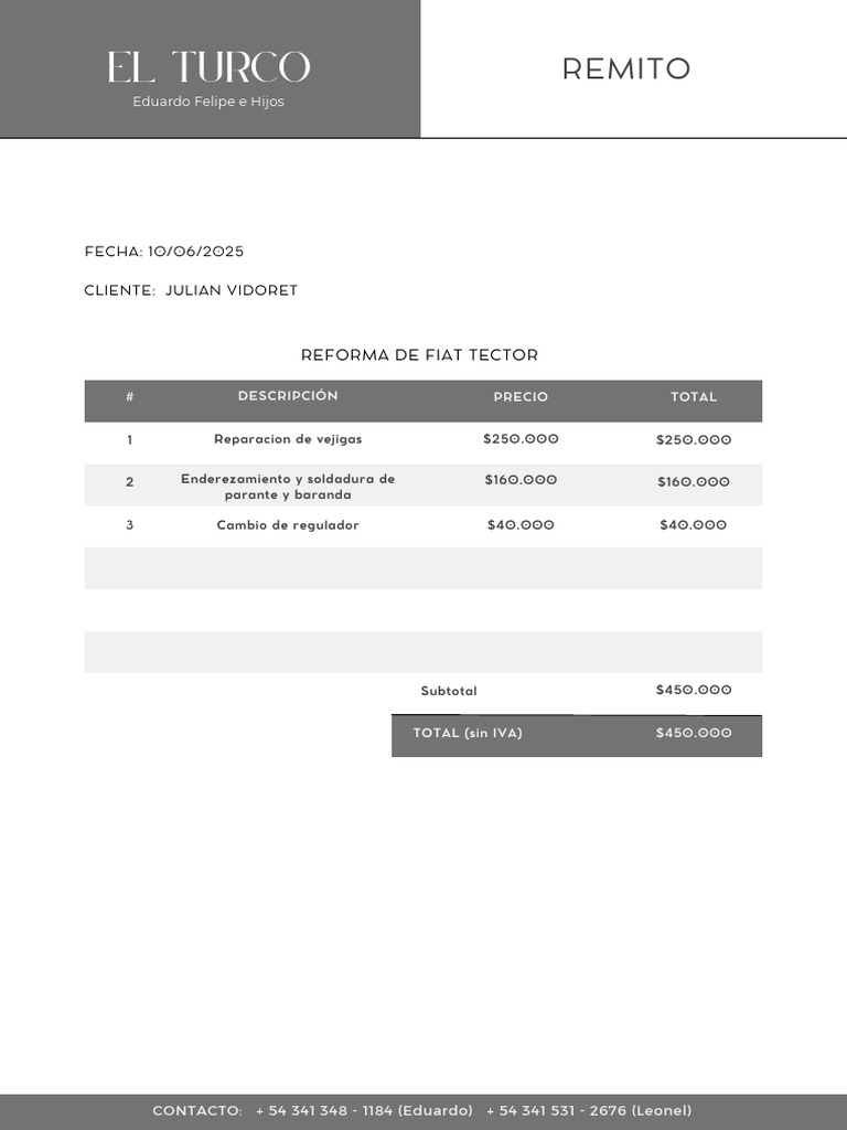 Remito Julian Vidoret | PDF