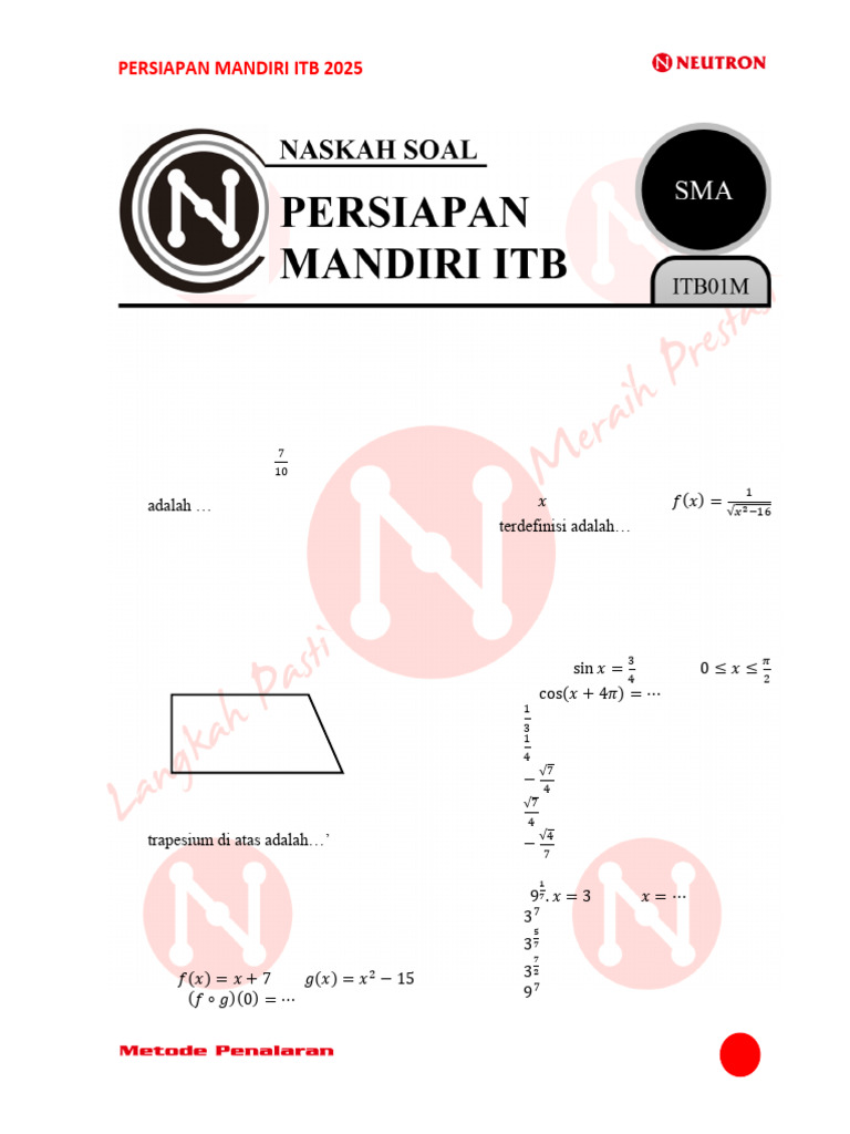 Soal Matematika Persiapan ITB 2025 | PDF