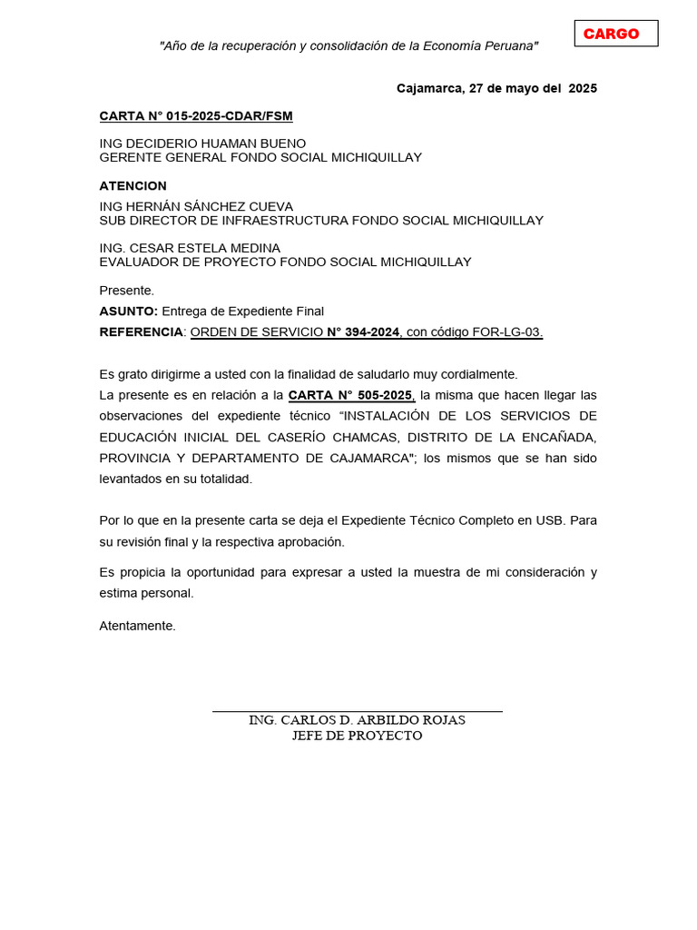 CARTA 015 - Lev Obs | PDF