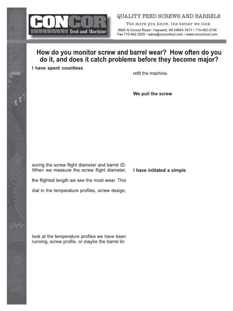 How Do You Measure Screw and Barrel Wear | PDF | Wear | Screw