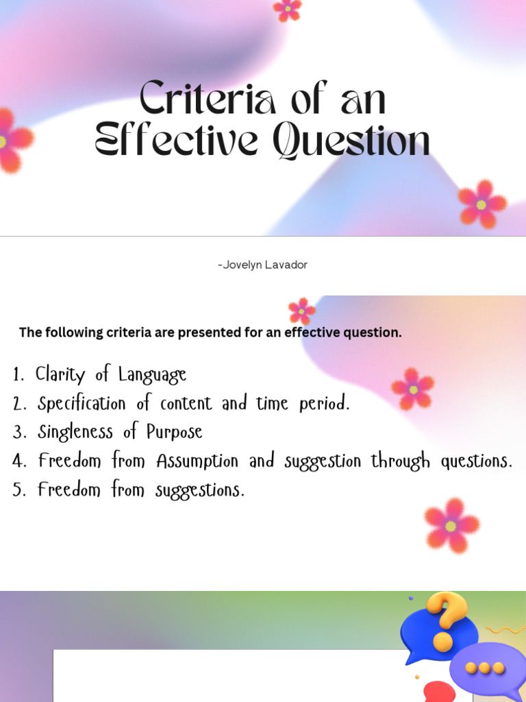 Criteria of An Effective Question - 20250618 - 095328 - 0000 | PDF