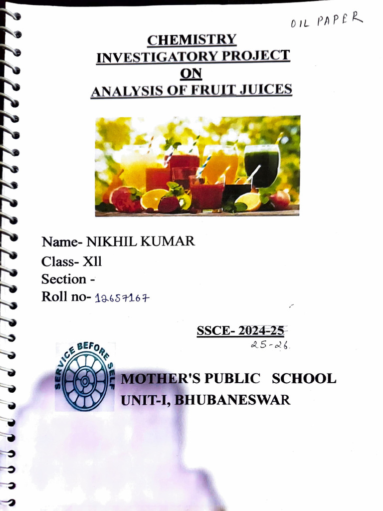 Chemistry Project Sample | PDF