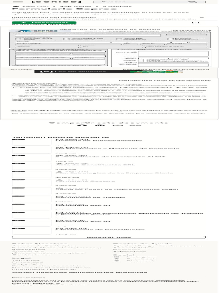 Formulario Seprec PDF Business | PDF | Sociedad de responsabilidad limitada | Business