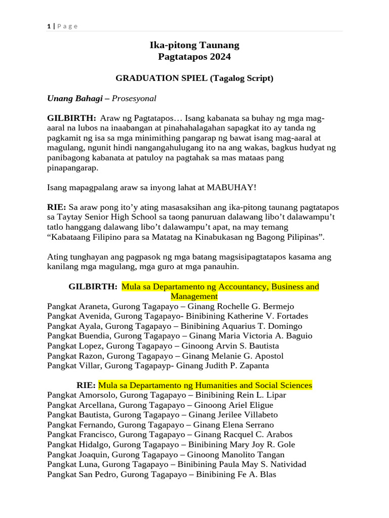 School Year. 2023 2024 Grad Script | PDF