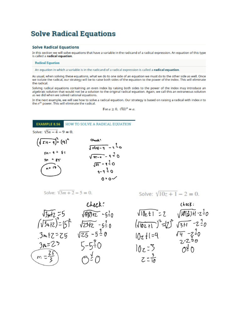 Radical Equations | PDF