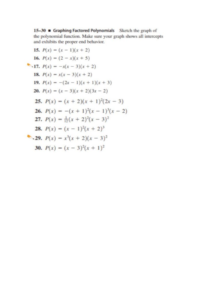 Graphing Polynomial Functions and Dividing Polynomials HW | PDF