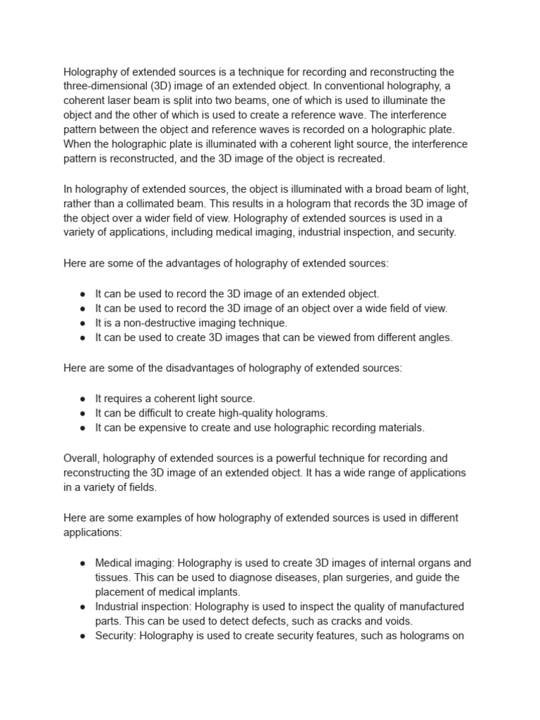 Holography of Extended Source | PDF | Holography | Electrodynamics