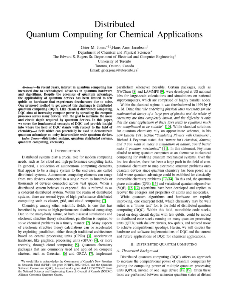 Distributed Quantum Computing For Chemical Applications: Grier M. Jones ...