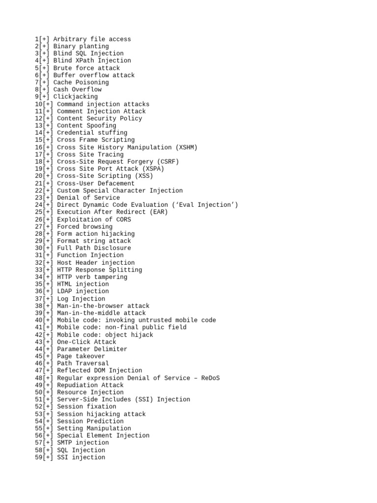 Web Application Attacks List Pdf