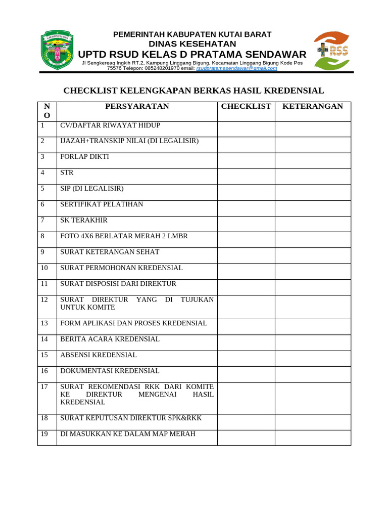 Checklist Kelengkapan Berkas Kredensial | PDF