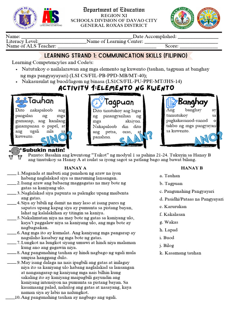 LS1 Elemento NG Kwento | PDF