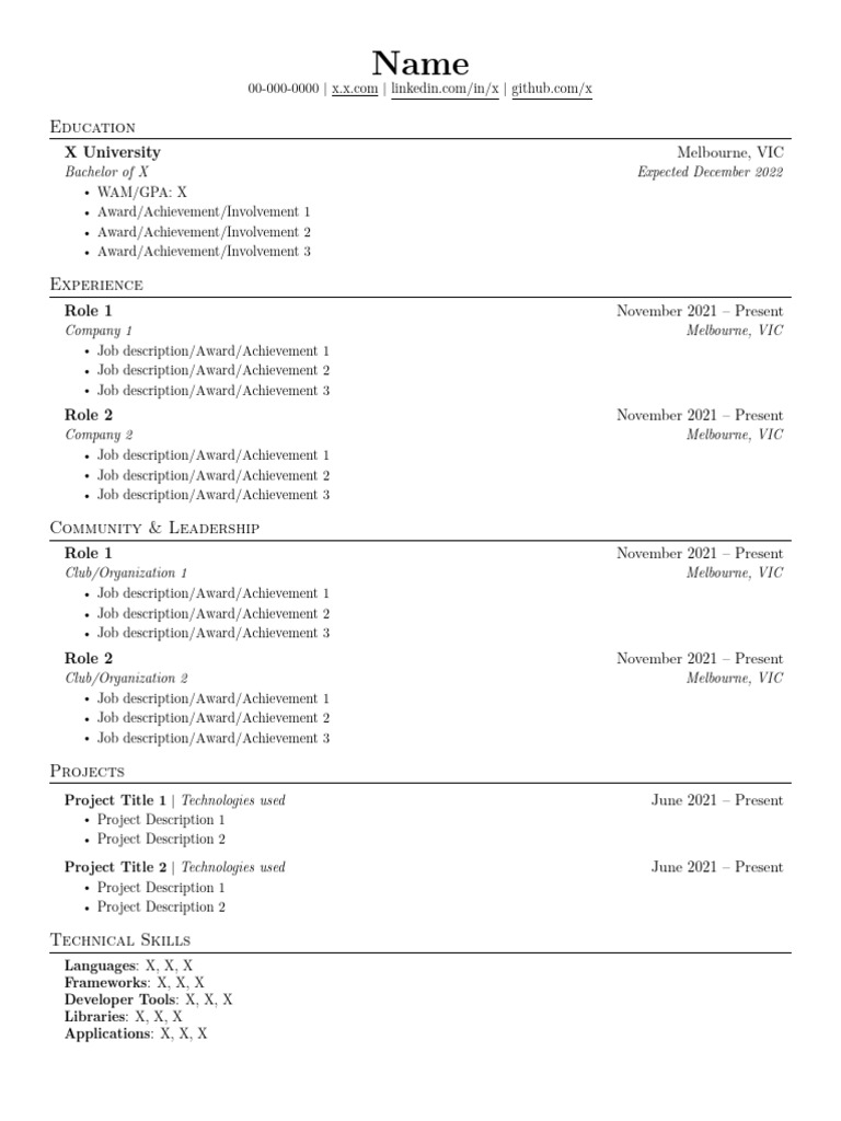 CS - IT - SWE - Resume - Template CS - IT - SWE - Resume - Template | PDF