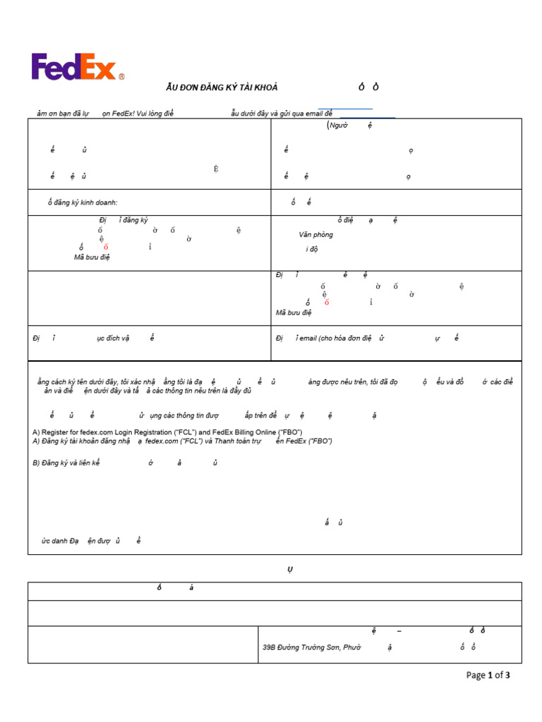 Fedex Account Application HCM VN | PDF