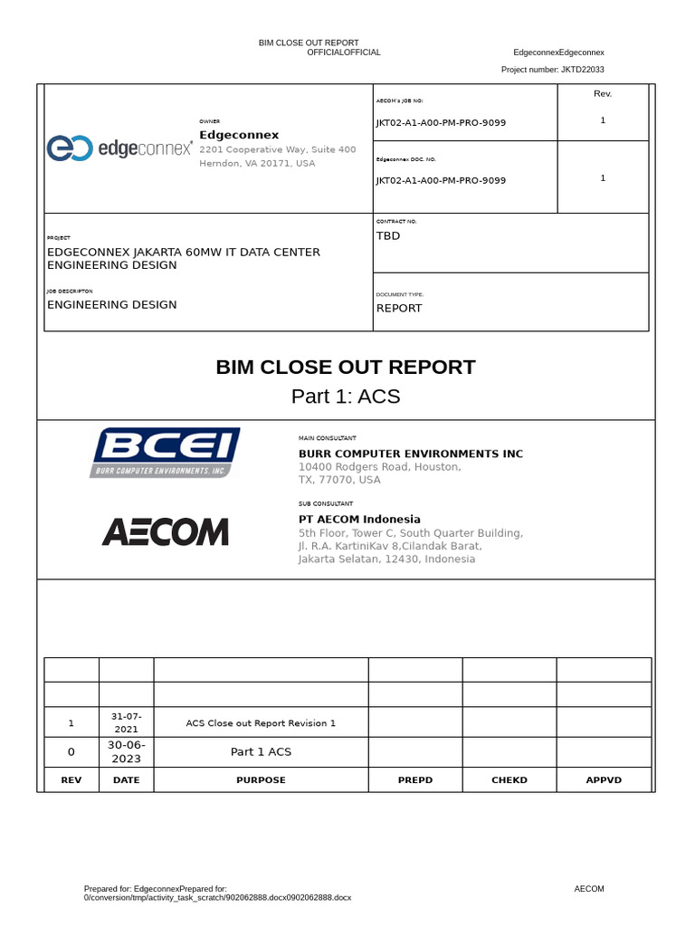 2023-08-16 BIM Close Out Report Part 1 ACS | PDF | Building Information ...