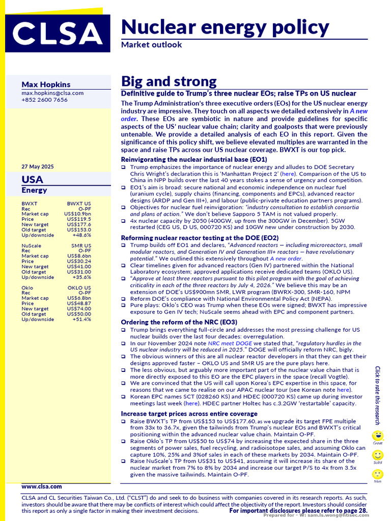 Nuclear Energy Policy (Big and Strong) 20250527 | PDF | Enriched ...