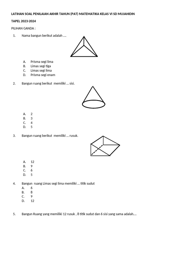 Latihan Soal Pat MTK | PDF