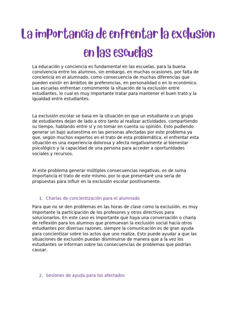 Exclusión Escolar | PDF | Exclusión social | Autoestima