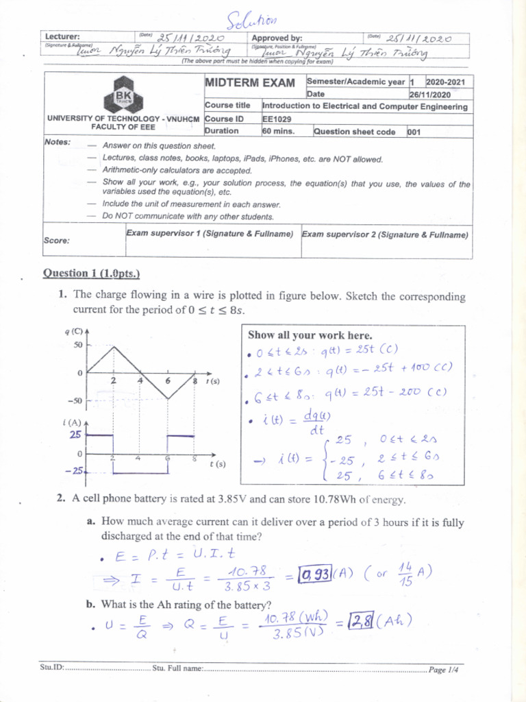 201 EE1029 Midterm Group1 Solution | PDF