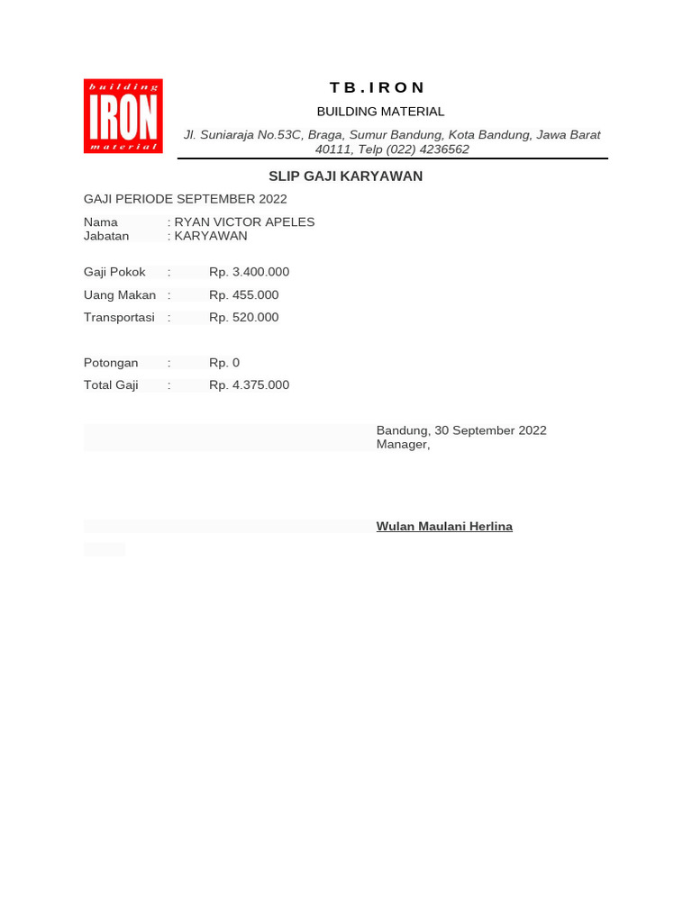 Slip Gaji Ryan | PDF
