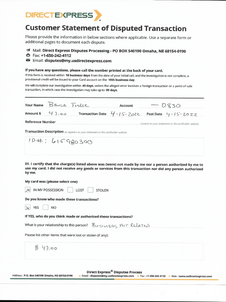 C7 Dispute | PDF