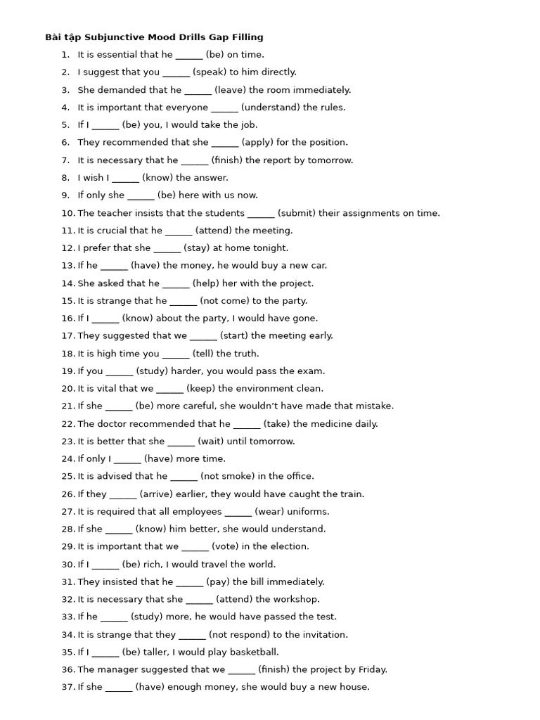 Bài tập Subjunctive Mood | PDF