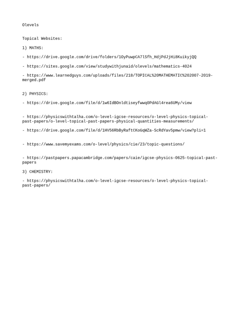 Olevels Math, Phy, Chem | PDF