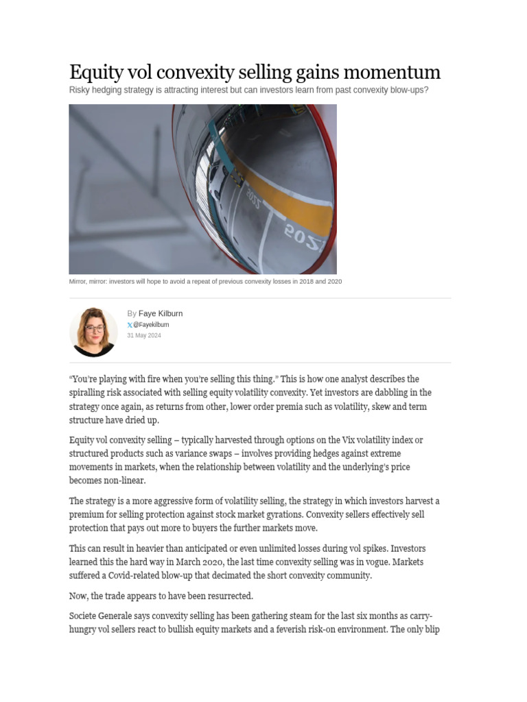 Equity Vol Convexity Selling Gains Momentum | PDF | Option (Finance) | Vix